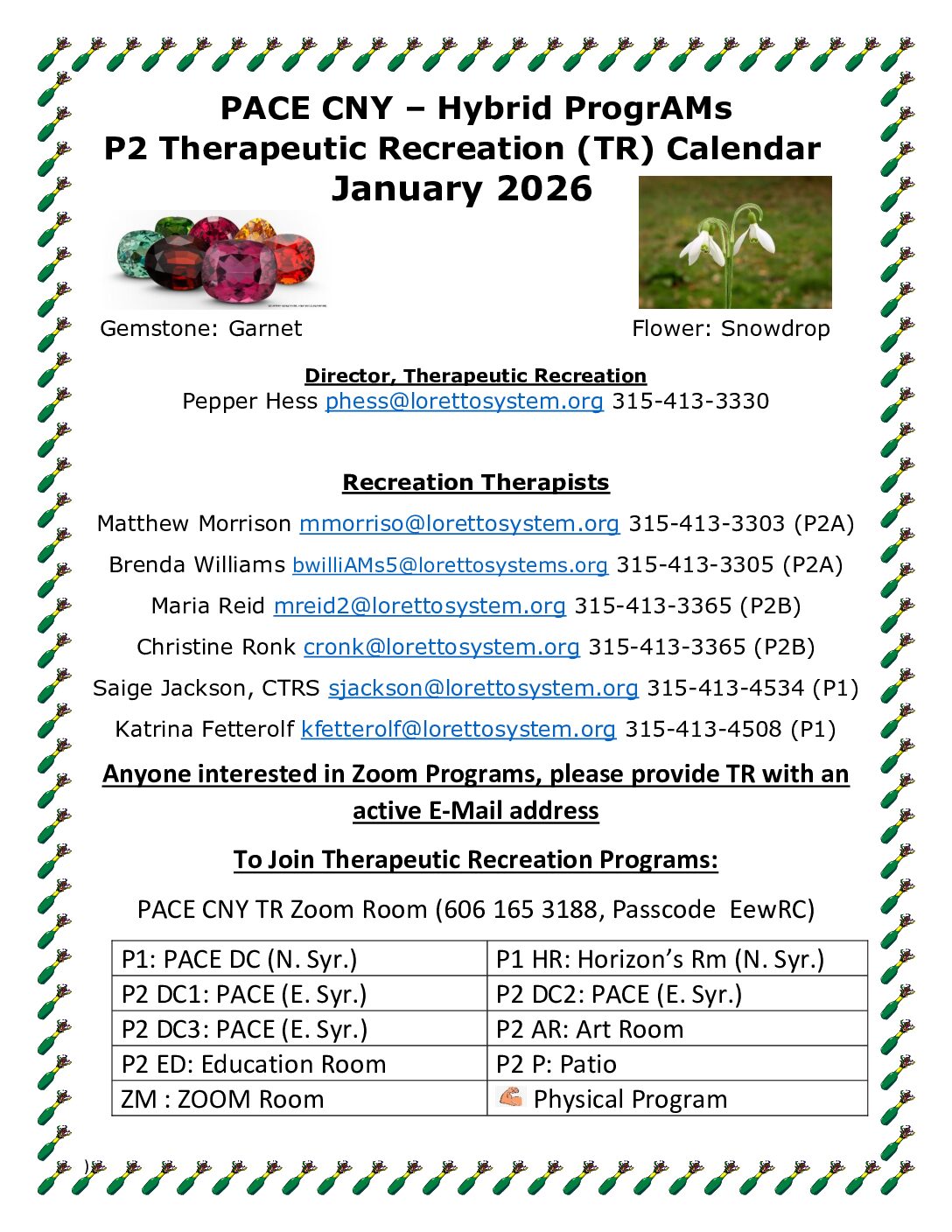 PACE CNY January Therapeutic Recreation Calendar - Creek Circle Day ...